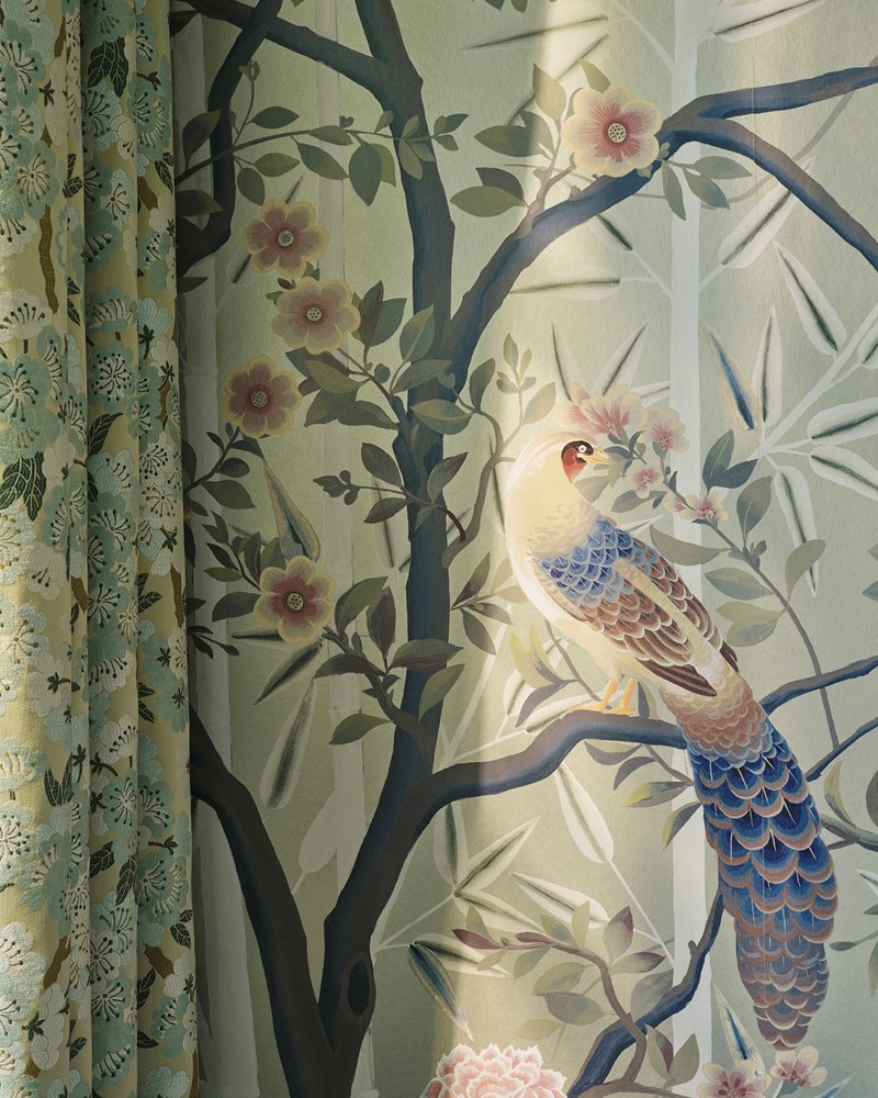 La Voliere Wallpaper in Laurier by Manuel Canovas